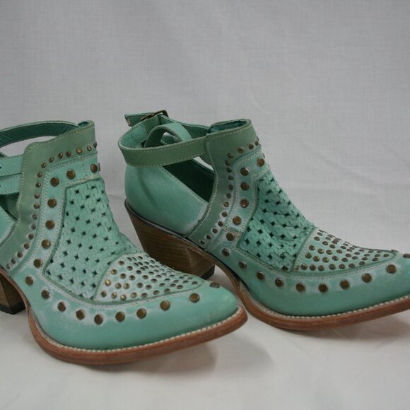 Corral | Shoes | Corral Turquoise Studs And Woven Strap Mules Snip Toe ...